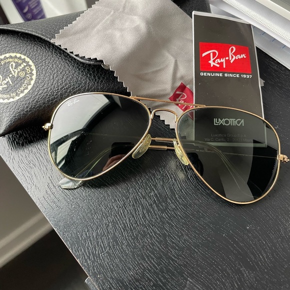 Ray-Ban | Accessories | Ray Ban Aviators Gold Rims Green Tinted Lenses ...